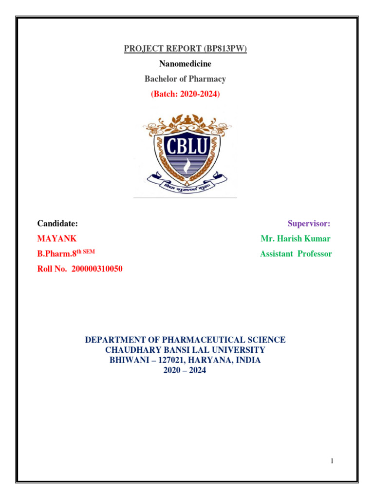 Mayank Final Project (2) | PDF | Nanomedicine | Nanotechnology