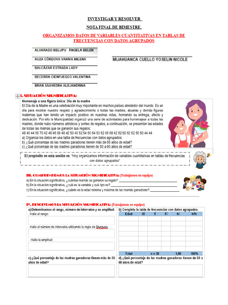 Organizamos Datos de Variables Cuantitativas en Tablas de Frecuencias Con Datos Agrupados | PDF