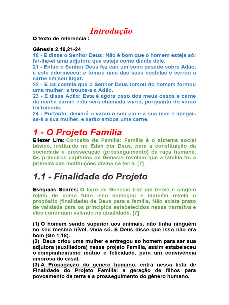 Projeto Família: Fundamentos e Propósitos | PDF | Família | Adão e Eva