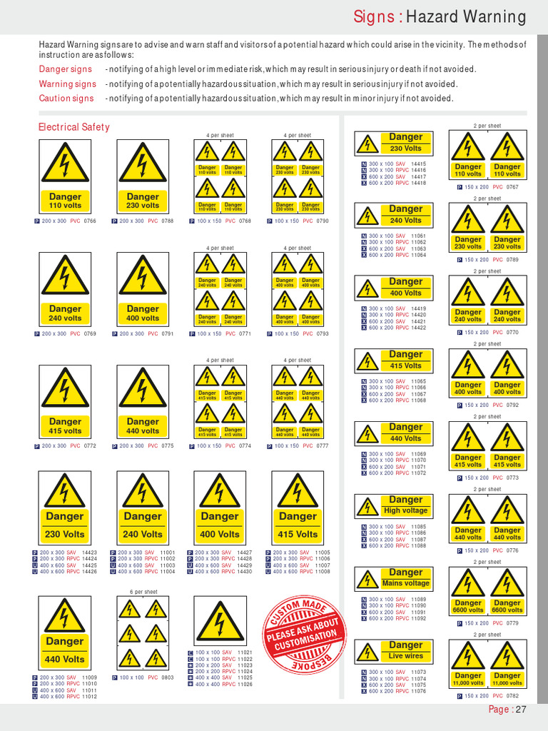 SCAN-Safety-Signs-Catalogue-2014 29 | PDF | Volt | Mains Electricity