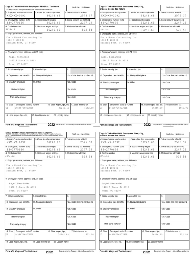 Tax Fox y Hound | PDF | Irs Tax Forms | Social Security (United States)