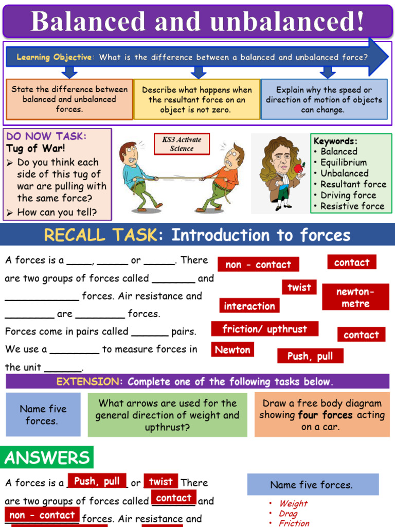 Balanced and Unbalanced Forces | PDF | Force | Buoyancy