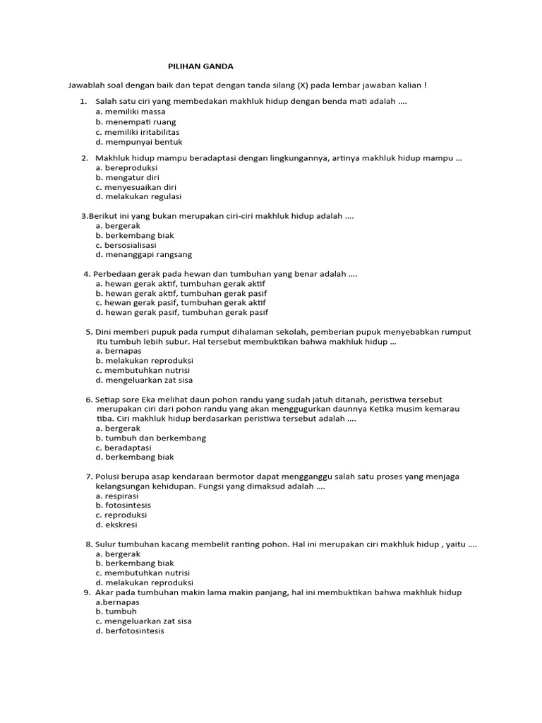 Soal Soal Ipa Kelas 7 Genap 2023 - 2024 | PDF | Griya & Taman | Sains & Matematika