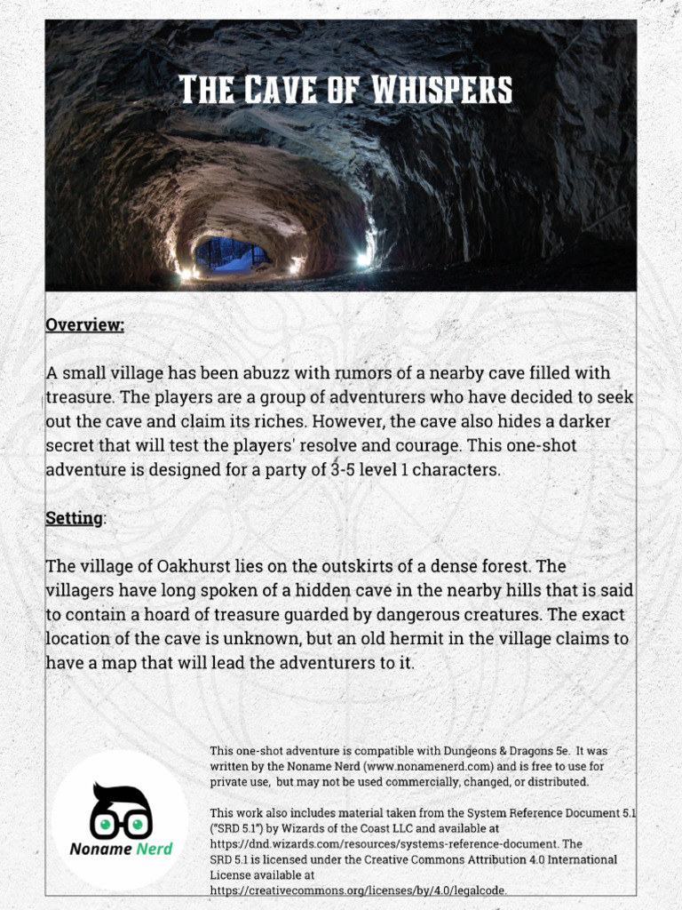 Adventure-The Cave of Whispers | PDF