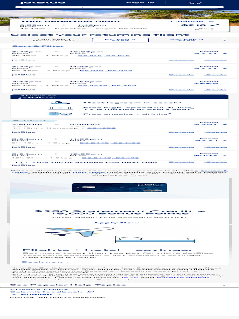 JetBlue Select Flights | PDF | Aviation | Airlines