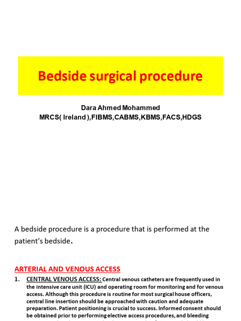 Bedside Surgical Procedure | Download Free PDF | Vein | Cardiovascular ...