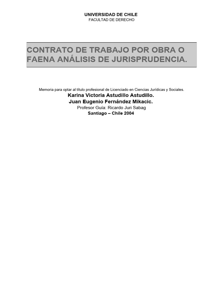 Contrato Por Obra o Faena | PDF