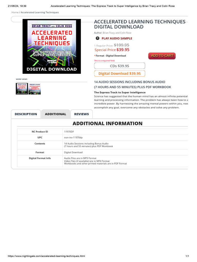 Accelerated Learning Techniques - The Express Track To Super Intelligence by Brian Tracy and ...