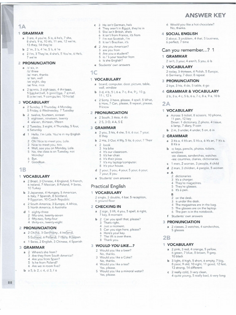 Workbook Keys RESPUESTAS | PDF