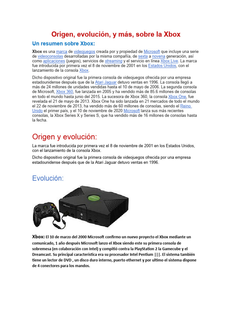 Historia y Evolución de Xbox | PDF | Xbox | Xbox 360