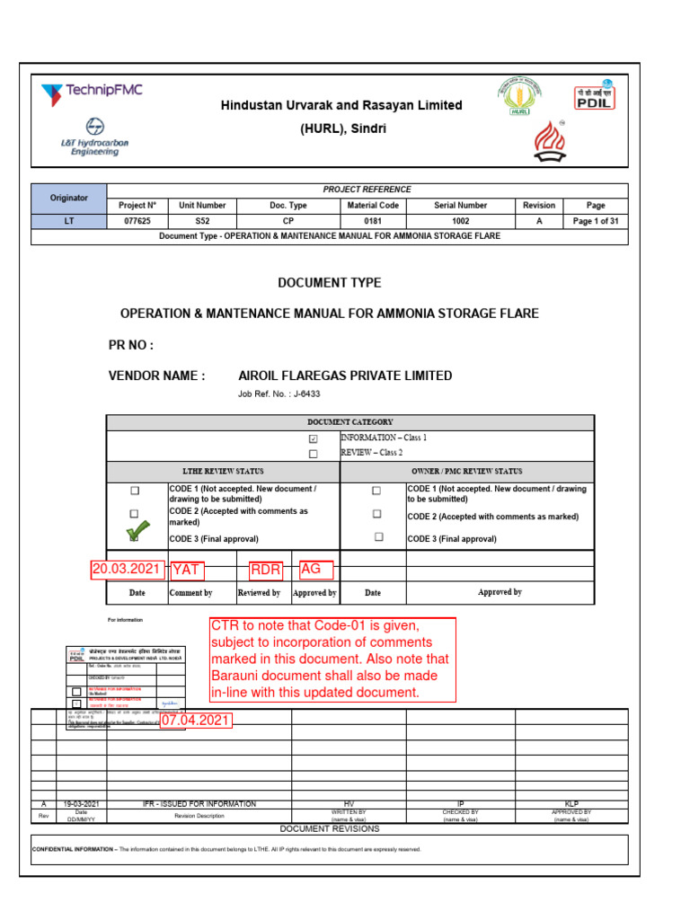 Hindustan Urvarak and Rasayan Limited (HURL), Sindri: Document Type ...