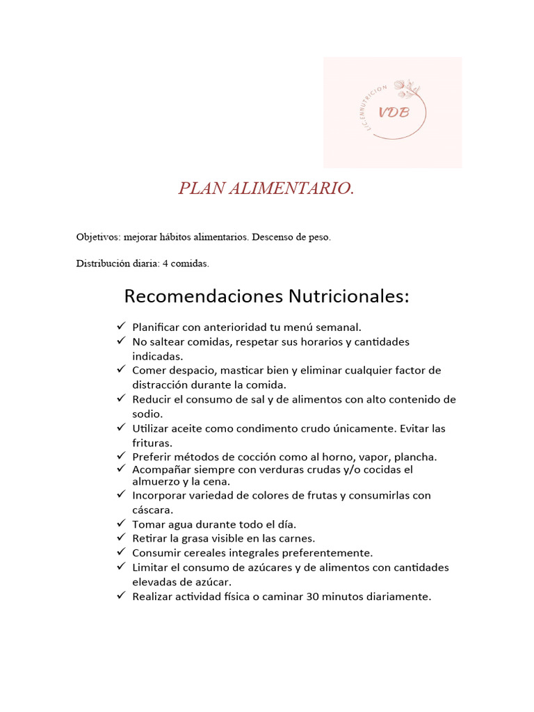 Plan Alimentario P.R | PDF | ensalada | Alimentos