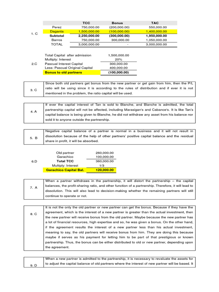Partnership Dissolution (MCQ 1) | PDF | Interest | Investing