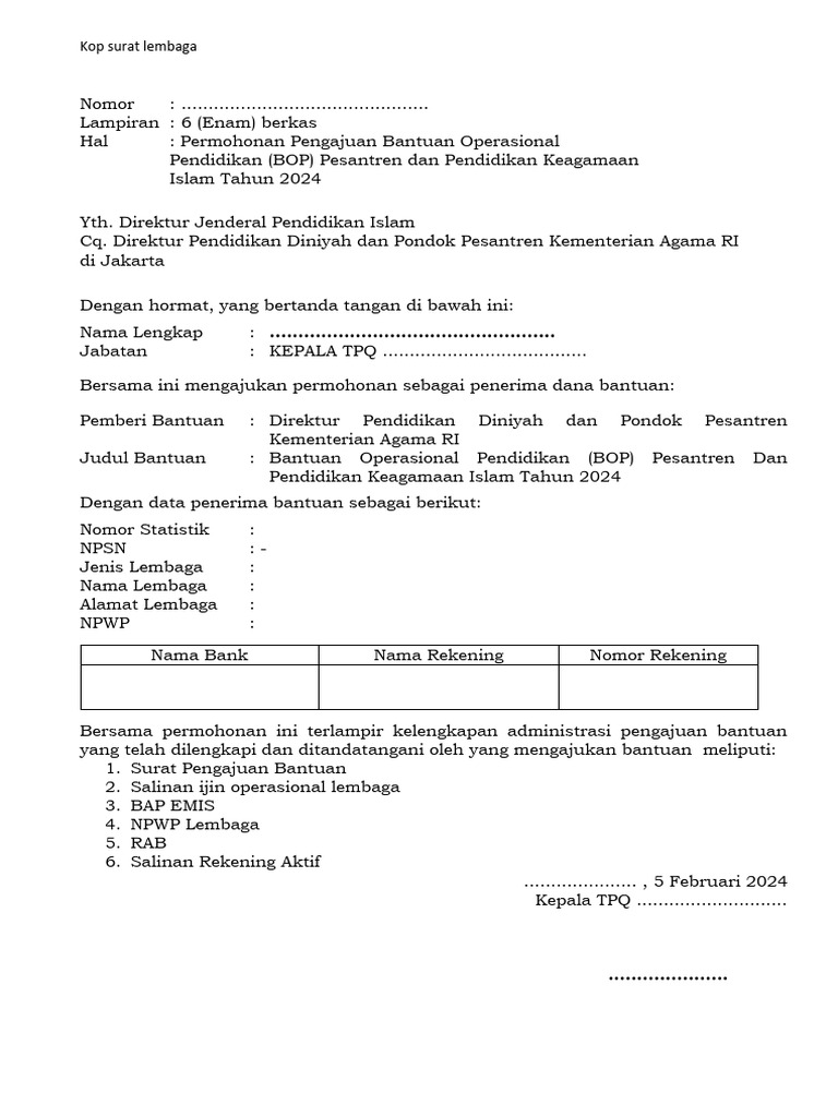 Contoh Proposal Bop (Simba) | PDF