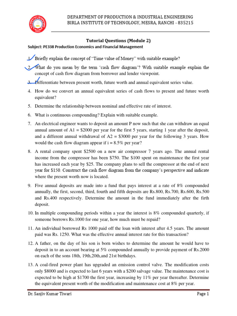 Tutorial Questions (Module 2) | PDF | Interest | Interest Rates