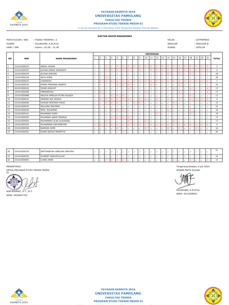 Revisi - Final - Absensi 02TMSM003 - 22TMS0053 | PDF