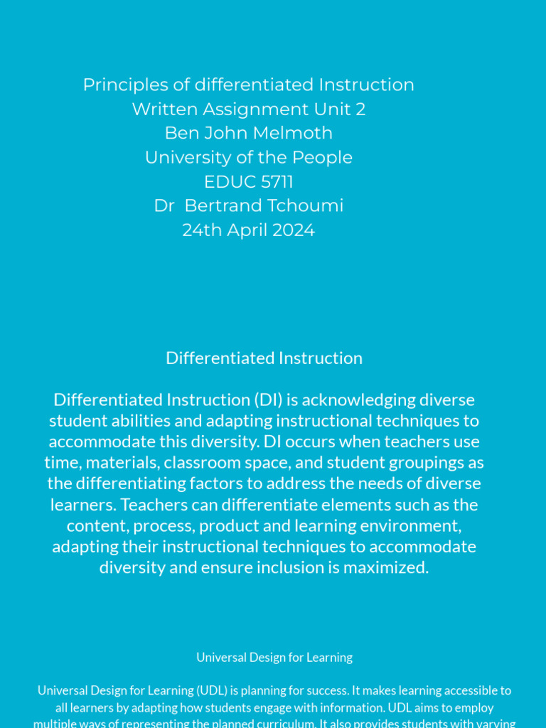 Ben Melmoth U2 Written Assignment | PDF | Differentiated Instruction ...