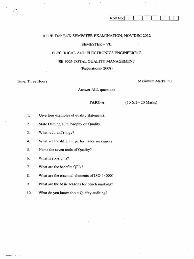 TQM QP2 | PDF | Iso 9000 | Business