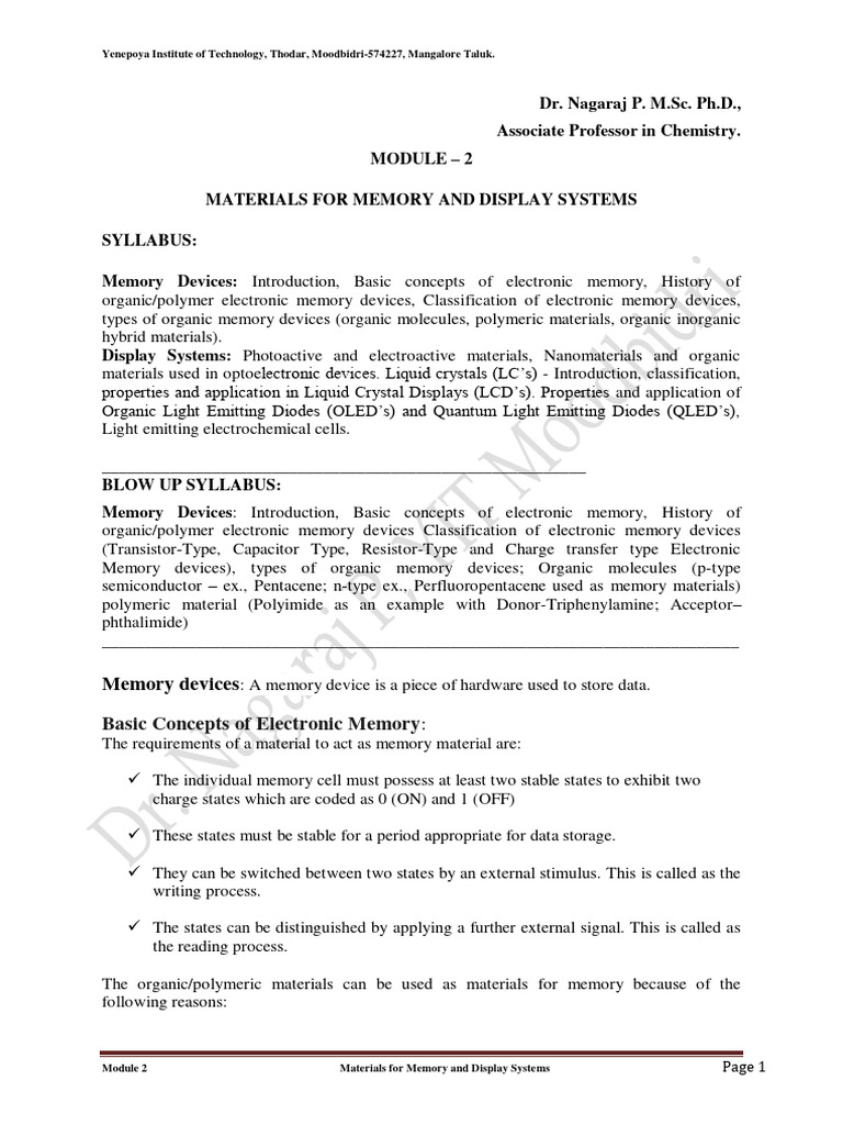 Module 2 Memory Devices-Edit It | PDF | Random Access Memory | Computer Memory