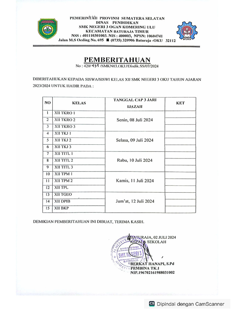 Jadwal Cap 3 Jari Ijazah XII 20232024 | PDF Jadwal Cap 3 Jari Ijazah XII 20232024 | PDF