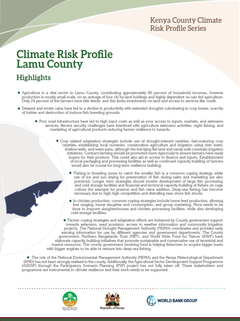 Lamu Climate Risk Profile Final | PDF | Agriculture | Drought