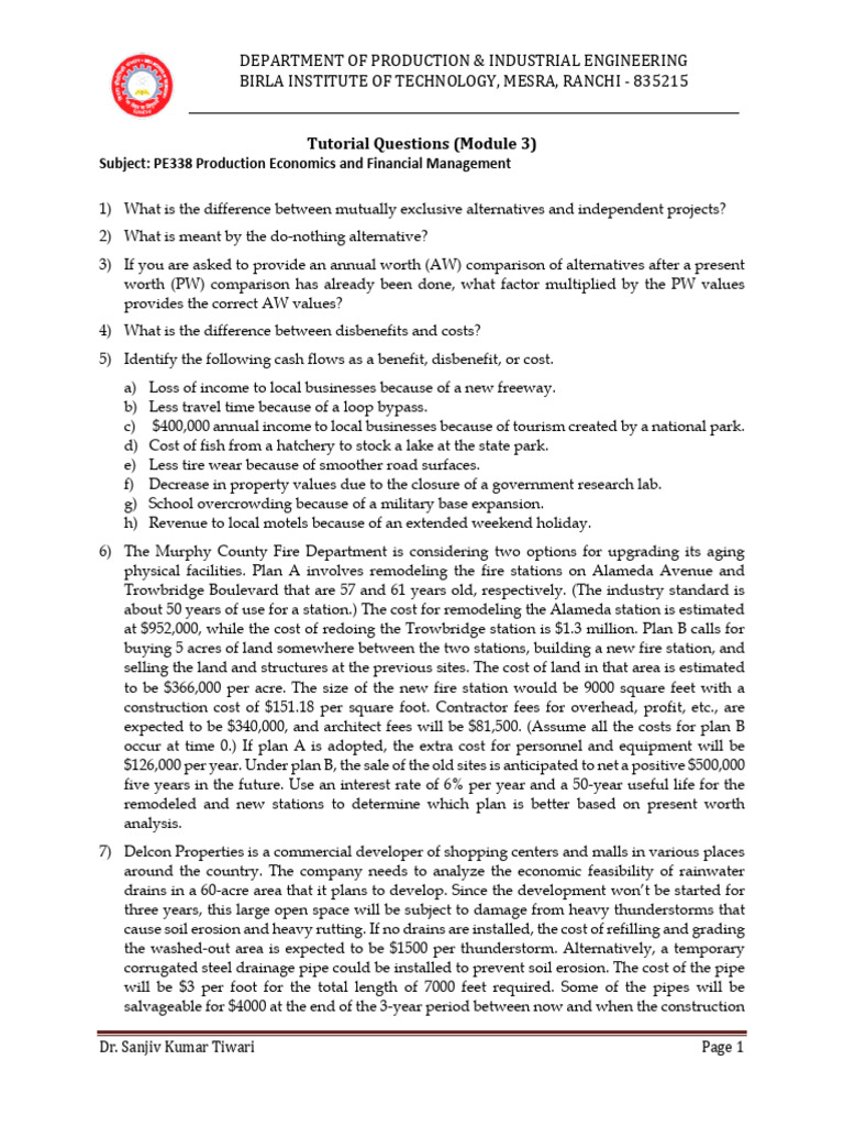 Tutorial Questions (Module 3) | PDF | Bonds (Finance) | Interest