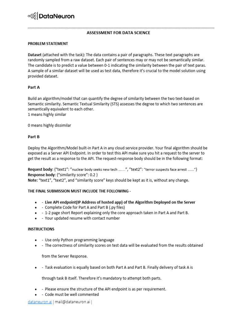 DataNeuron - Data Science - Assesment | PDF | Machine Learning | Computing