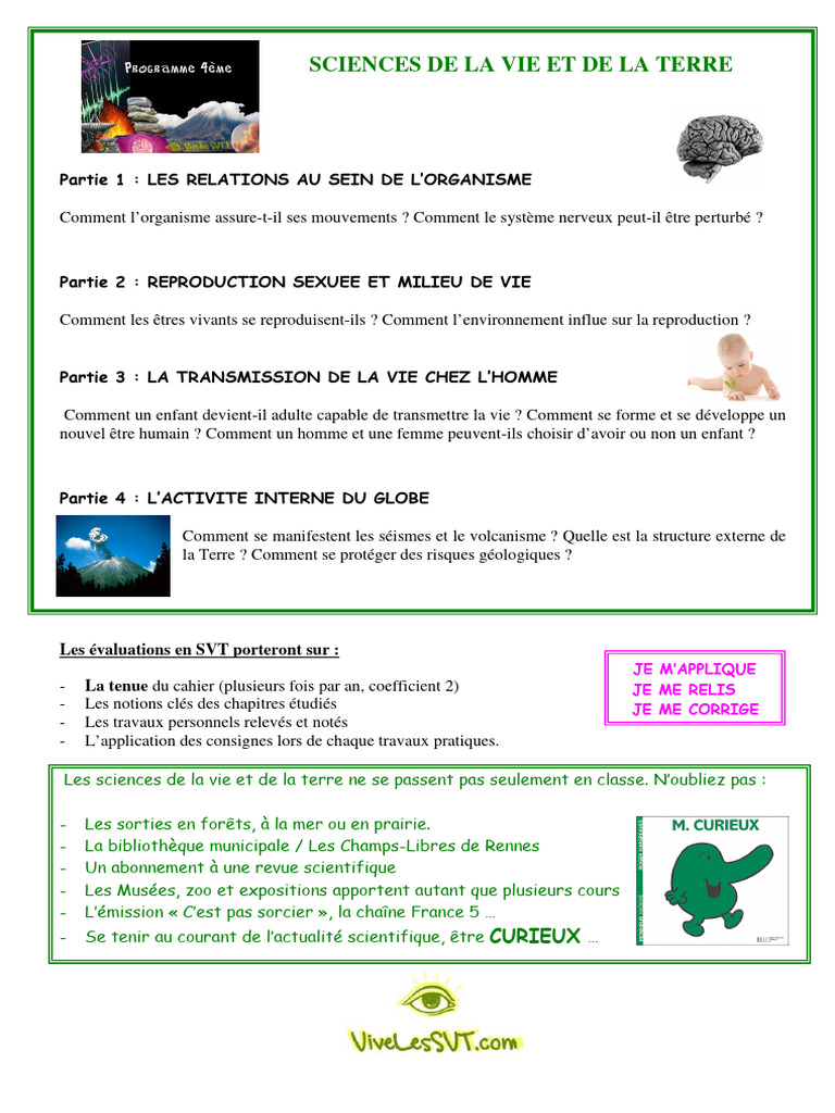 Programme SVT 4eme | PDF