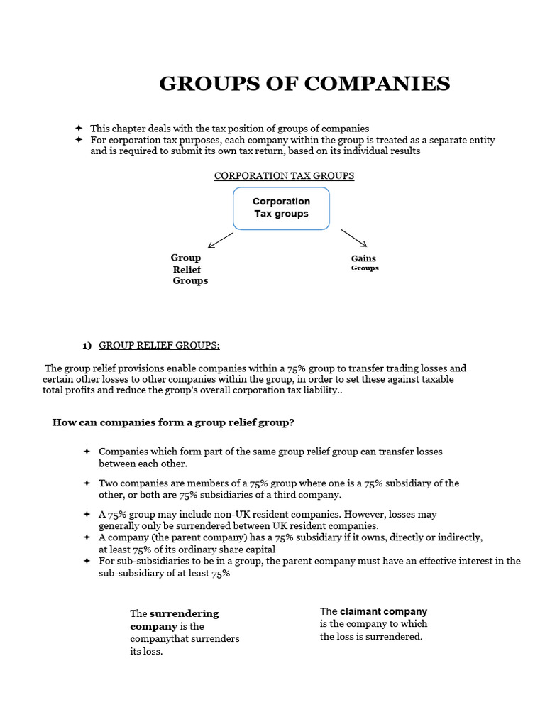 CHP 20 GROUPS OF COMPANIES | PDF | Capital Gain | Corporate Tax