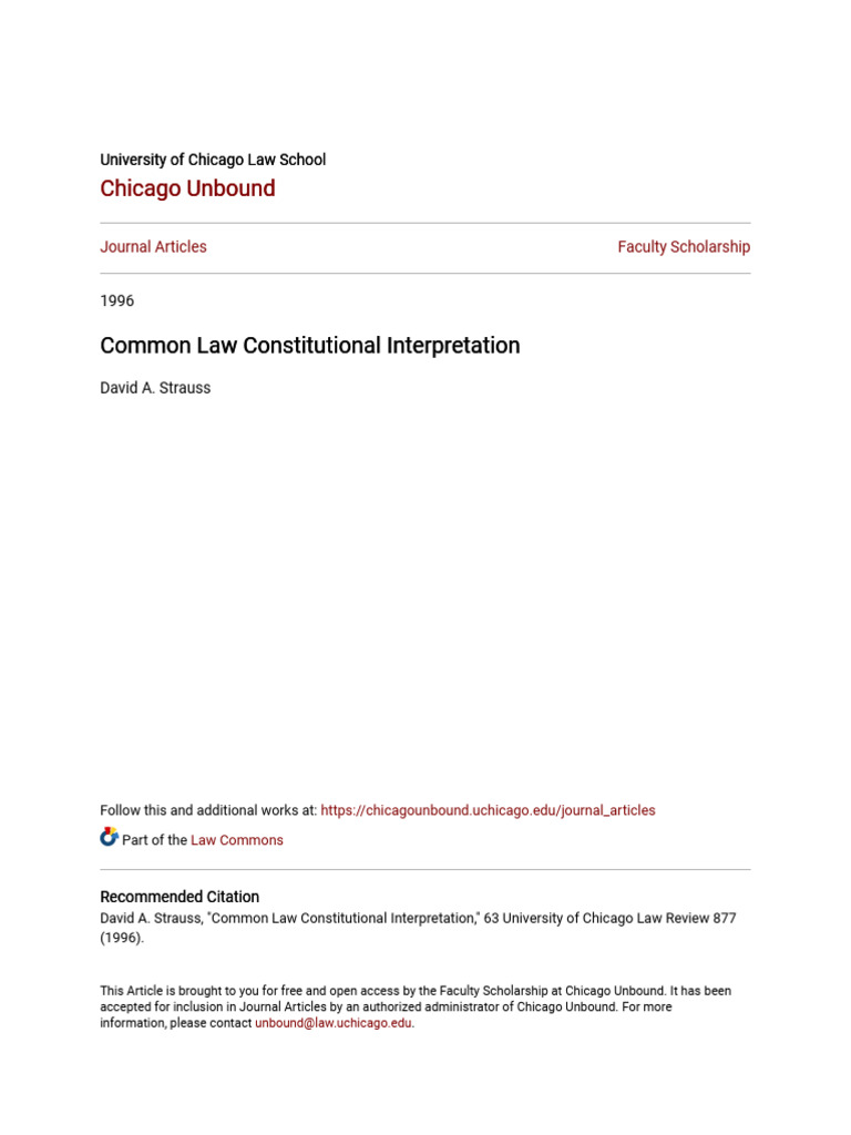 Common Law Constitutional Interpretation | PDF | Common Law | Constitution