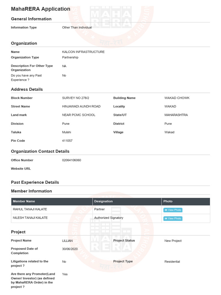 Rera Certificate Lillian 2 | PDF | Elevator | Apartment