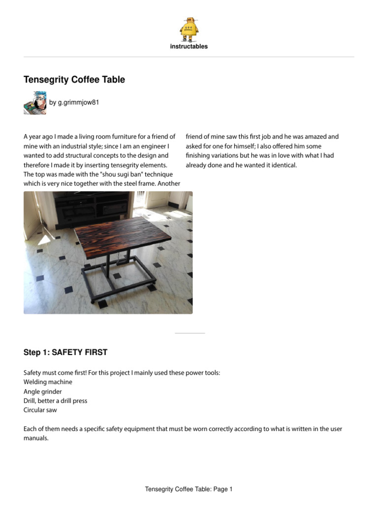 DIY Tensegrity Coffee Table Plans | PDF | Screw | Wood