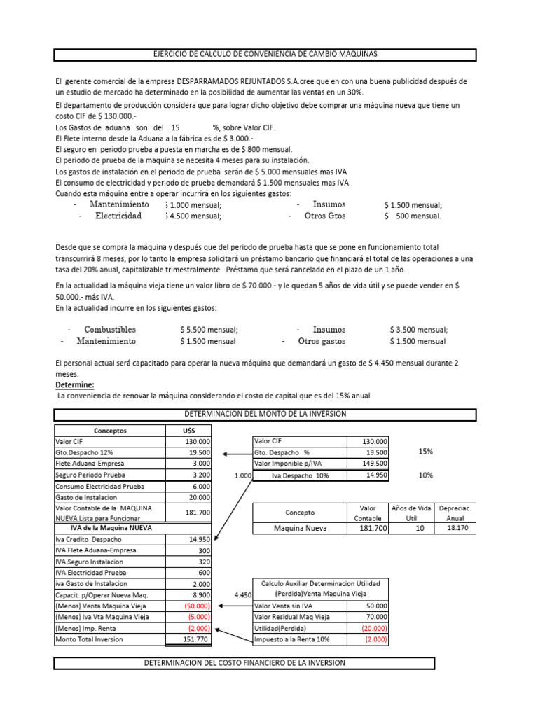 Ejerc Inversion Maq Nueva Solucion | PDF | Business | Negocios económicos