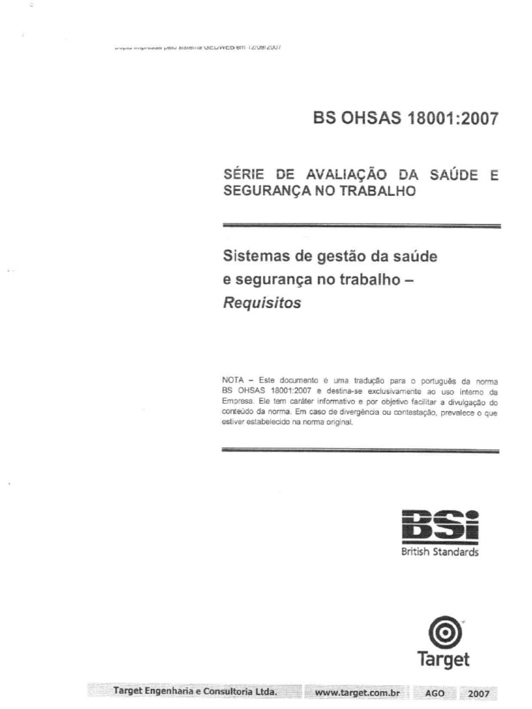 Ohsas 18001 2007 | PDF