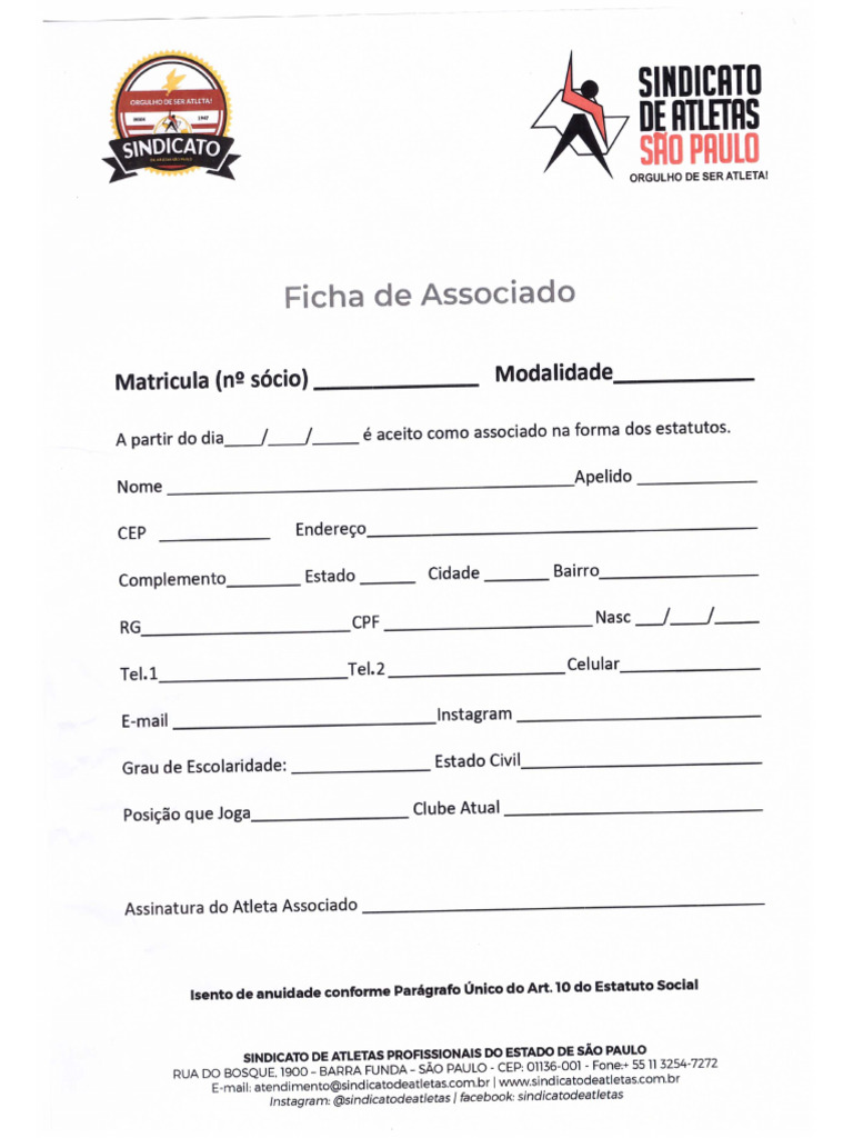 Ficha de Associado | PDF