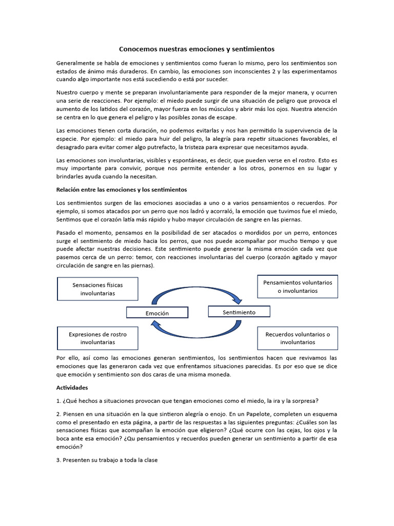 Conocemos Nuestras Emociones y Sentimientos | PDF | Las emociones | Temor