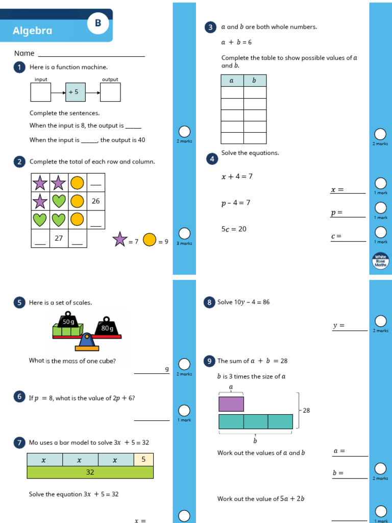 Math Problem Solving Tasks | PDF | Algebra | Equations