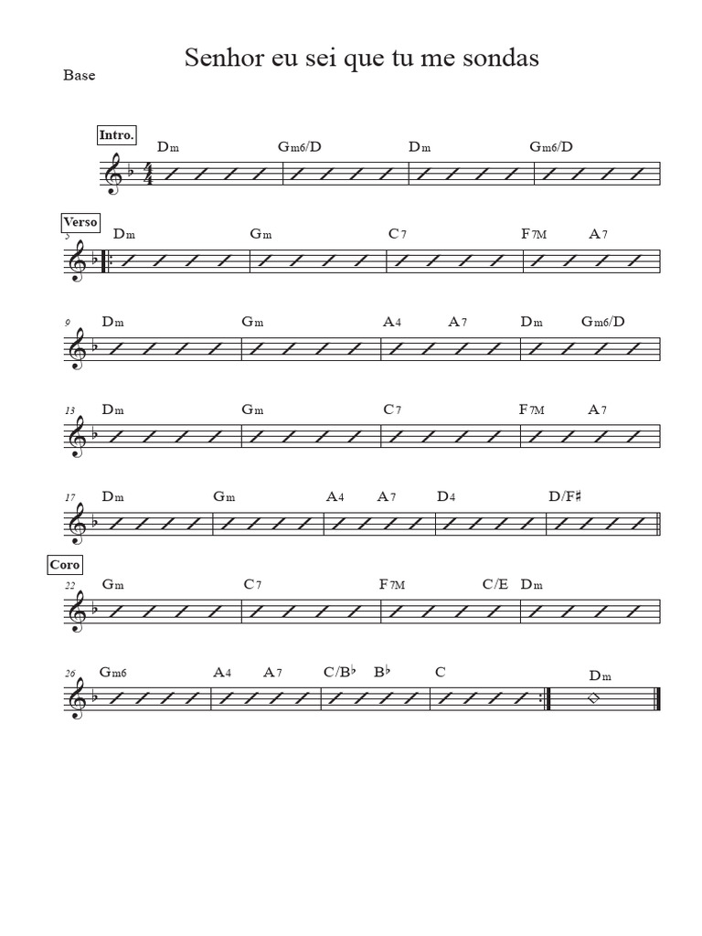 5. SALMO - Senhor, eu sei que tu me sondas - Base e Melodia - Base - em Dm | PDF