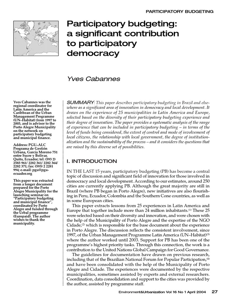 Participatory Budgeting | PDF | Taxes | Brazil