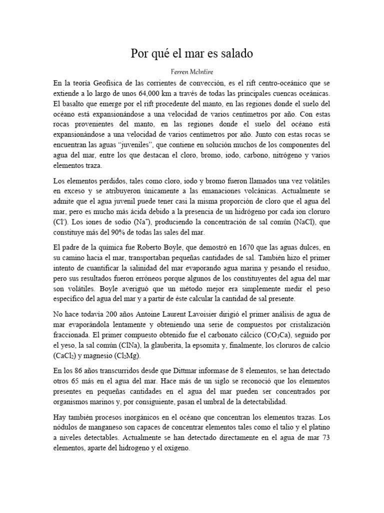 Por Qué El Mar Es Salado | PDF | Mar | Agua