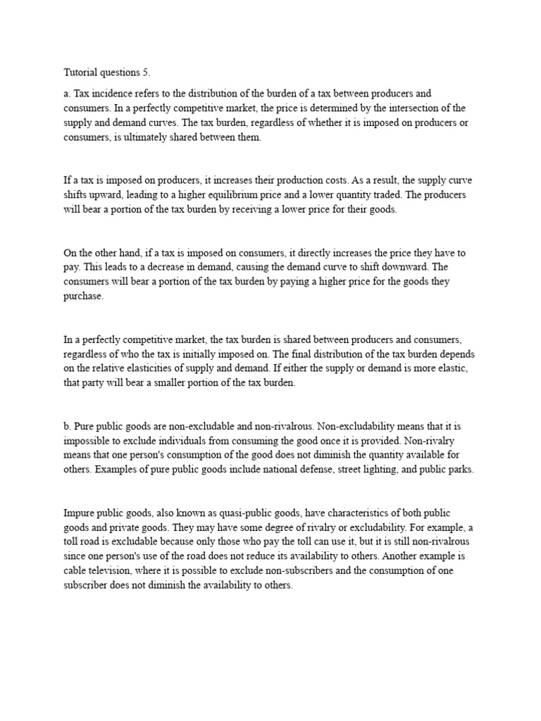 Public Finance Tutorials Presentation Answers | PDF | Externality | Tax ...
