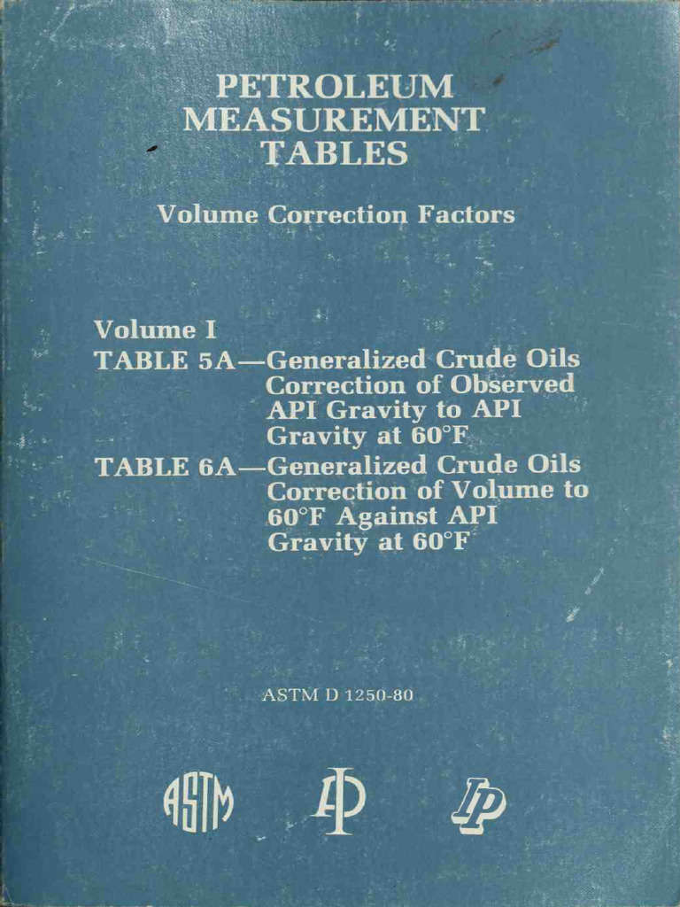 Dokumen - Pub Petroleum Measurement Tables Volume Correction Factors 0893640220 0893640212 | PDF ...