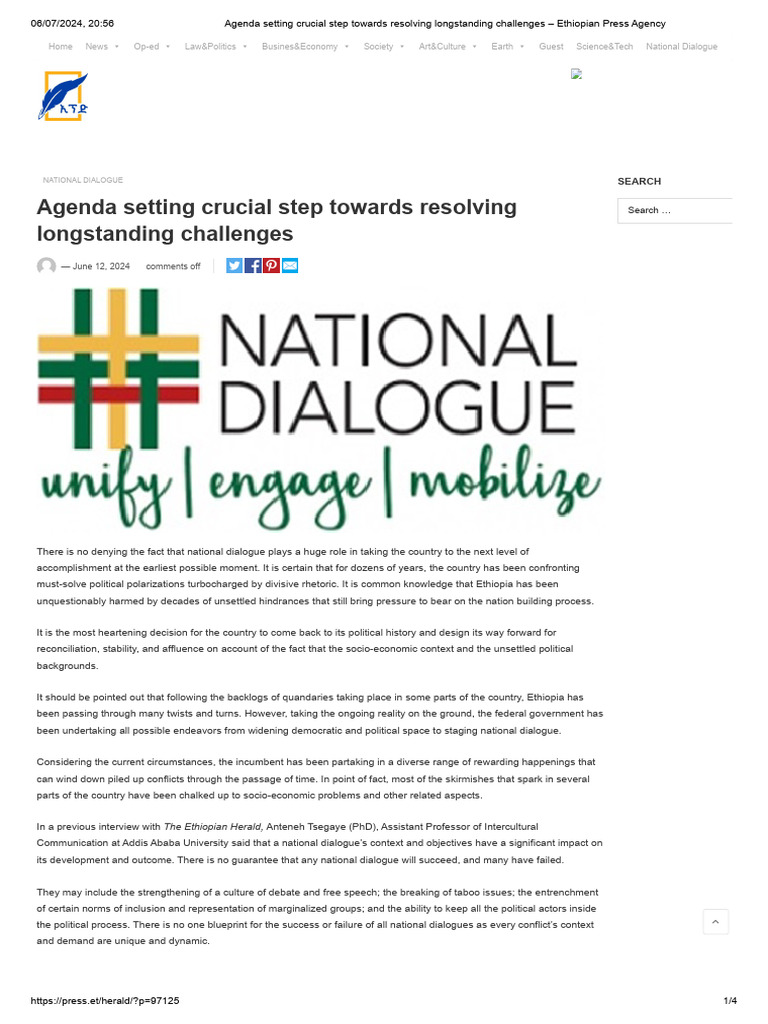 Agenda Setting Crucial Step Towards Resolving Longstanding Challenges ...