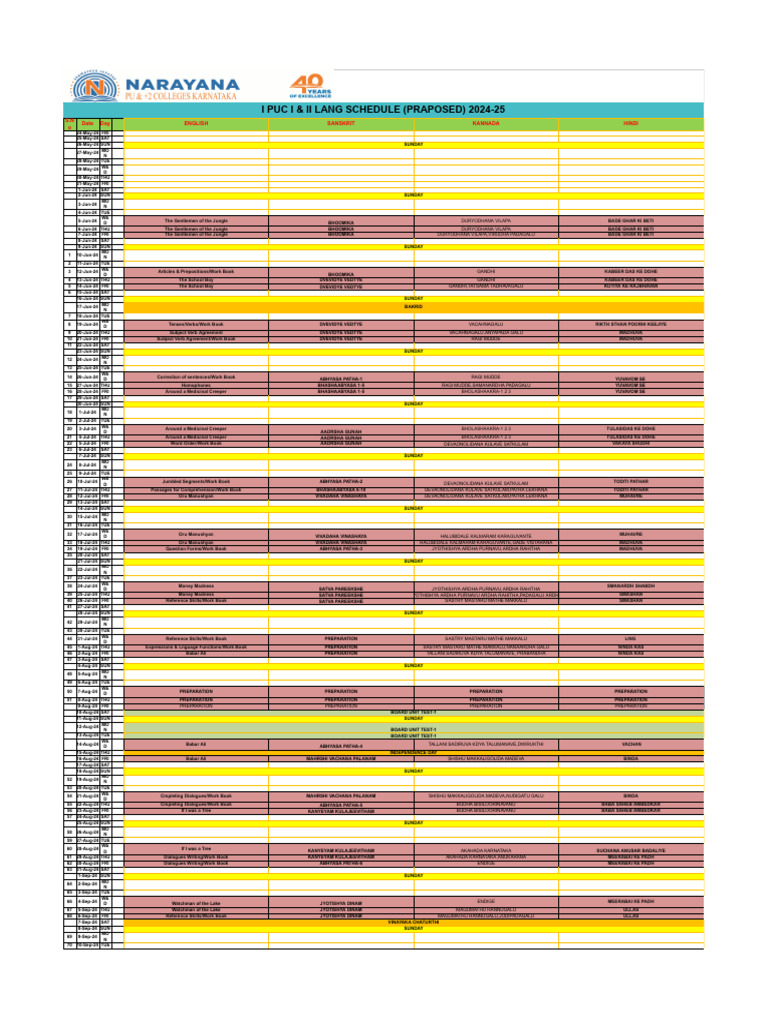 i Puc Language Schedules 2024-25.Xlsx | Download Free PDF | Language Mechanics | Syntactic ...