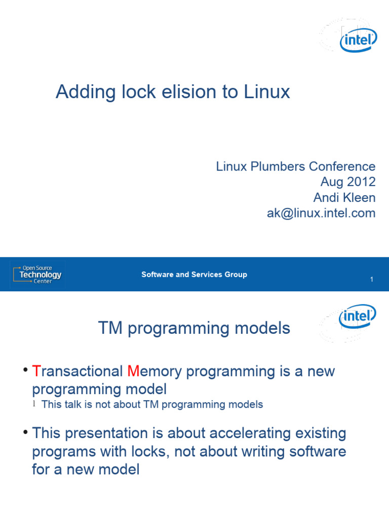 Adding Lock Elision To Linux - Slides (2012) | PDF | Computer Science | Operating System Technology