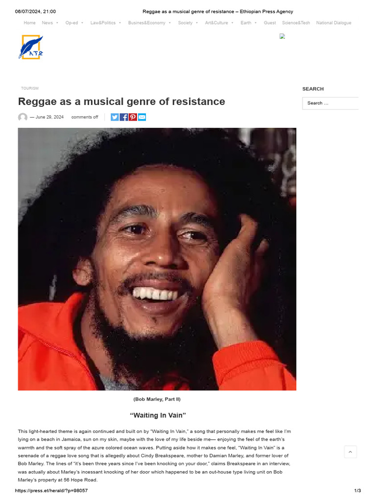 Reggae As A Musical Genre of Resistance | PDF | Bob Marley | Reggae