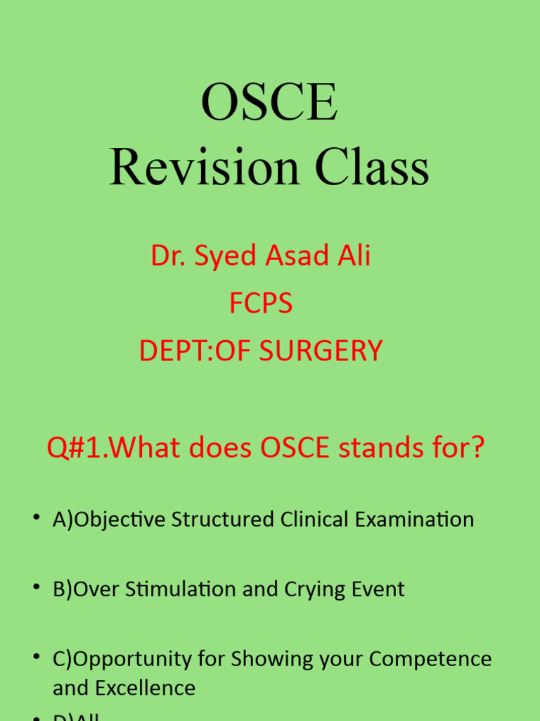 Understanding OSCE: Clinical Examination Guide | PDF | Large Intestine ...
