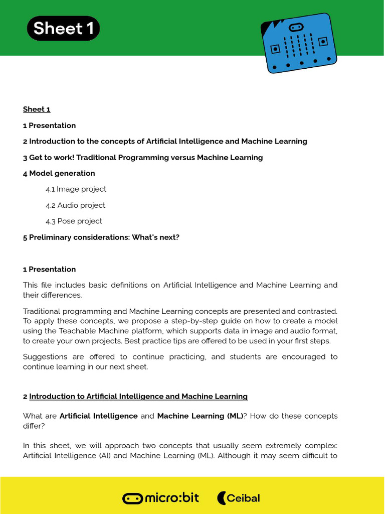 Sheet 1 - First Steps With Micro - Bit | PDF | Machine Learning ...