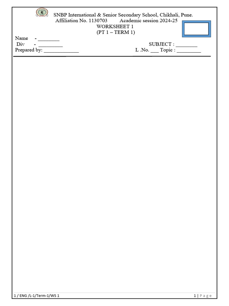 WORKSHEET - Blank Format | PDF
