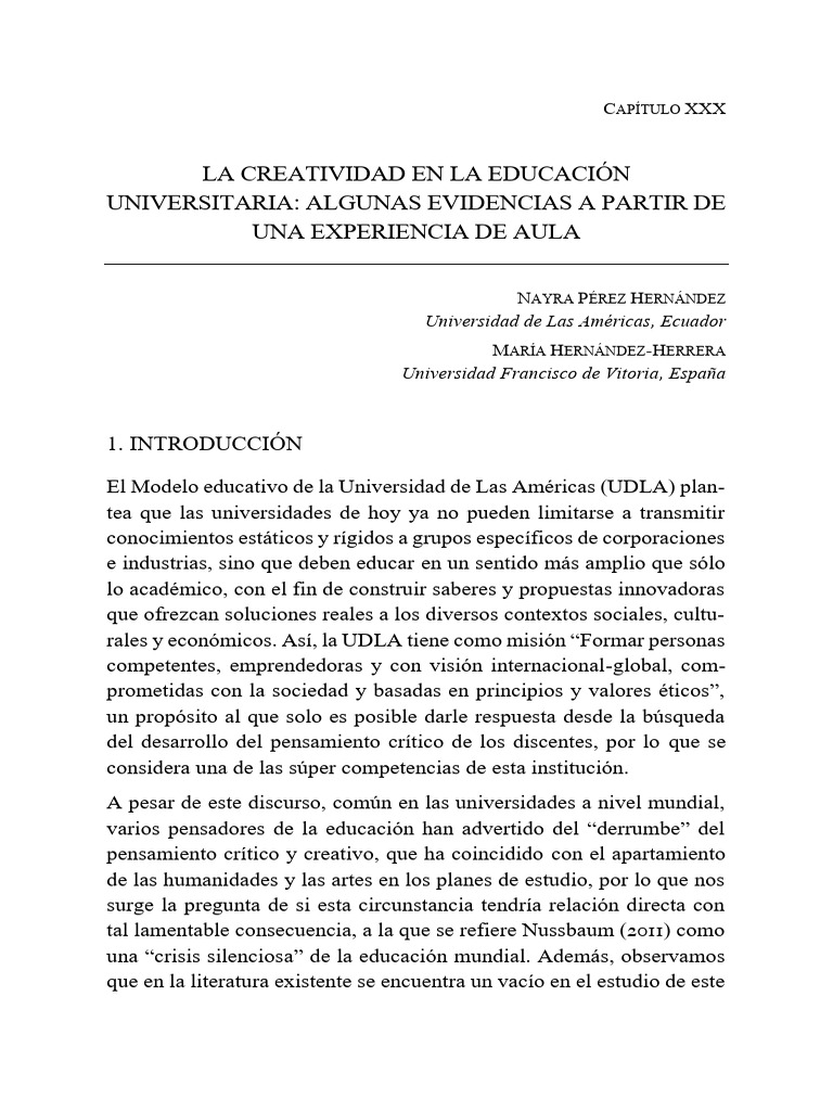 La Creatividad en La Educacion Universitaria | PDF | Creatividad | Plan de estudios